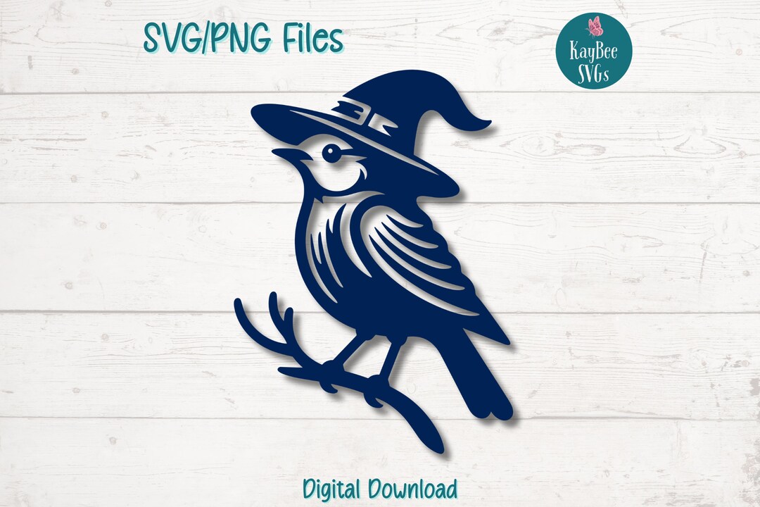 Bluebird in Witch Hat SVG PNG Cut Files for Cricut, Silhouette Digital ...
