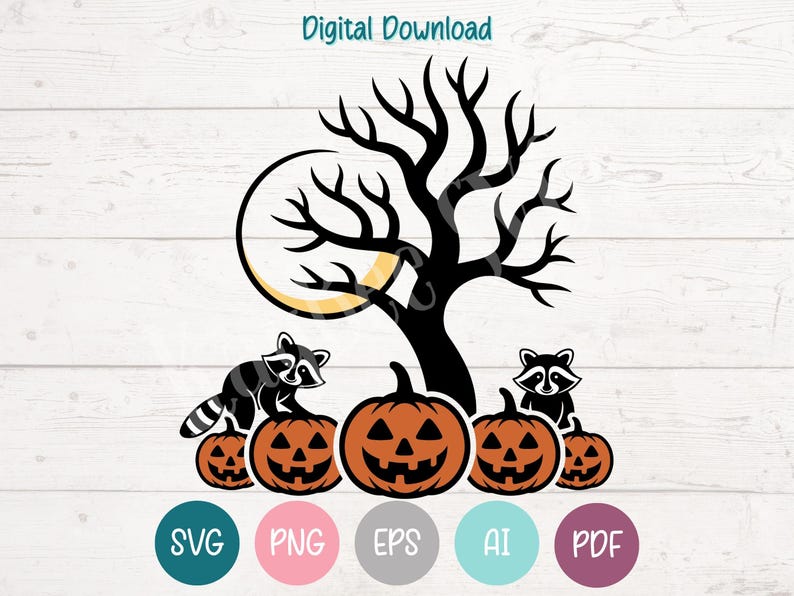 Halloween Raccoons SVG PNG Clipart Cut Files for Cricut, Silhouette ...