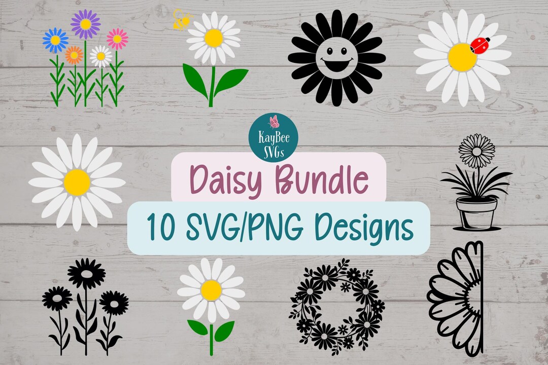 Daisy SVG PNG Cut File Bundle for Cricut, Laser Engraving, Digital ...