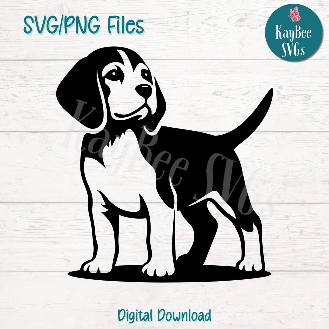 Beagle Puppy SVG PNG Cut Files for Cricut, Silhouette Digital Download ...