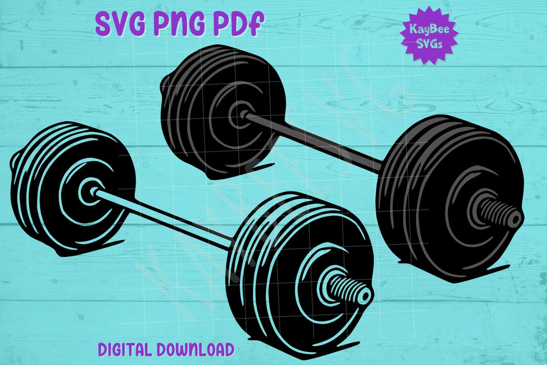 Buy Barbell SVG PNG PDF Clipart Digital Cut File Download for Cricut ...