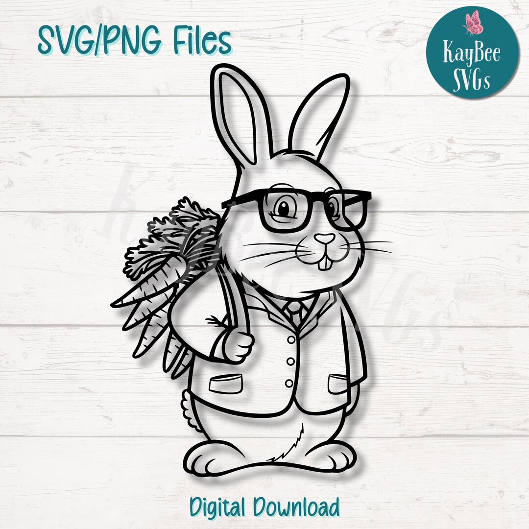 Rabbit With Glasses SVG PNG Cut Files for Cricut Silhouette Digital ...