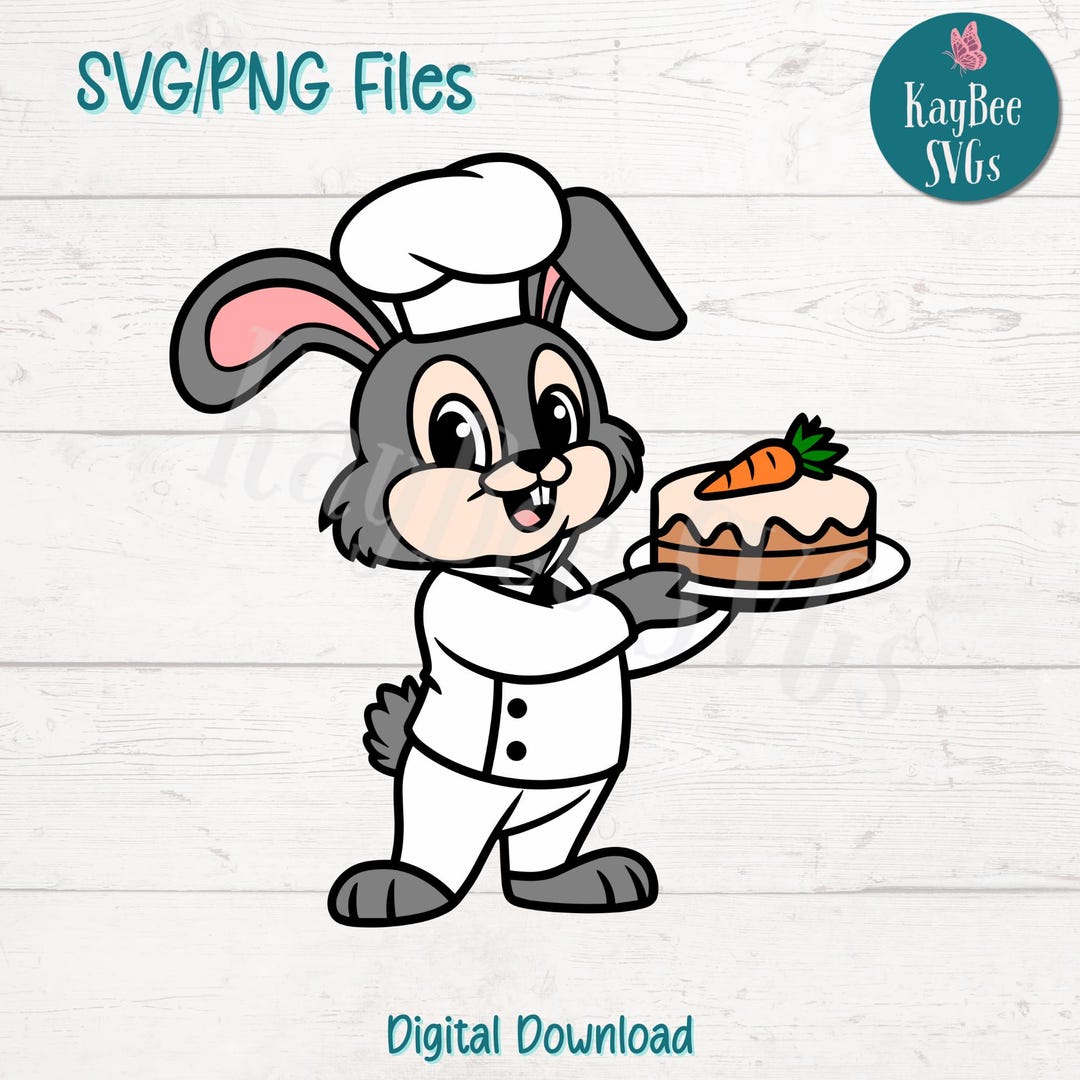 Chef Bunny SVG PNG Clipart Cut Files for Cricut, Silhouette, Laser ...