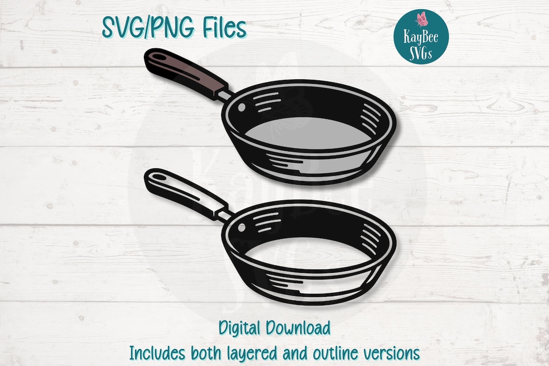Frying Pan SVG/PNG Cut Files for Cricut, Silhouette, Digital Download ...