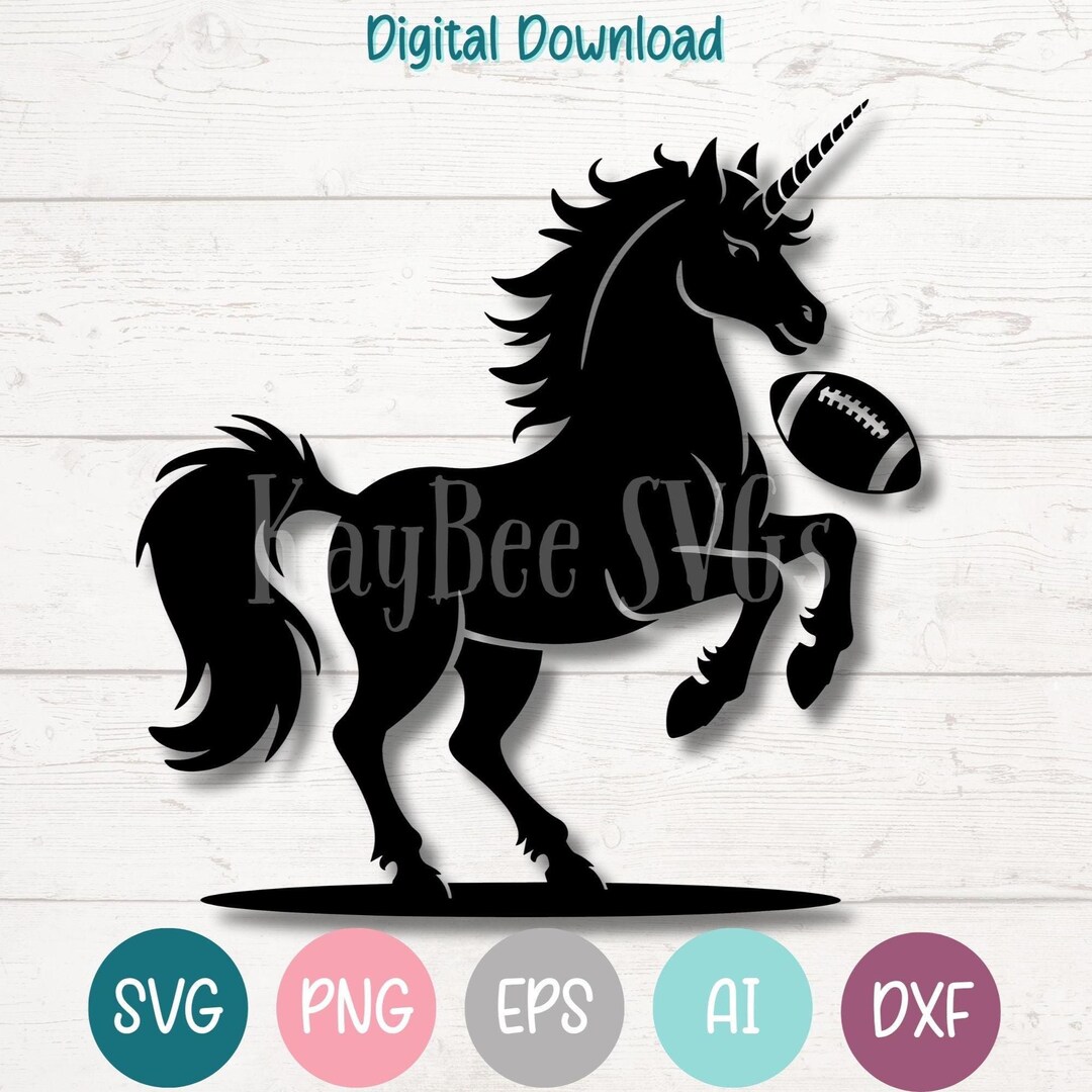 Unicorn Football SVG PNG – Cute Sports Animal Holding Football Clipart ...