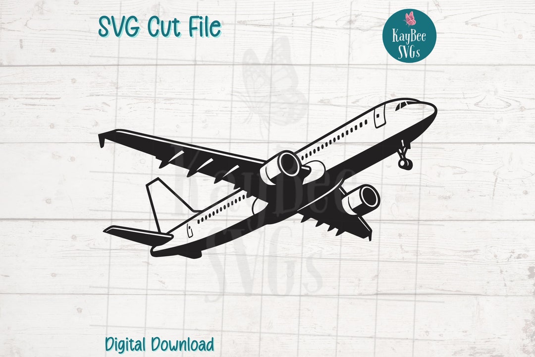 Commercial Airplane SVG Cut File for Cricut, Silhouette, Digital ...