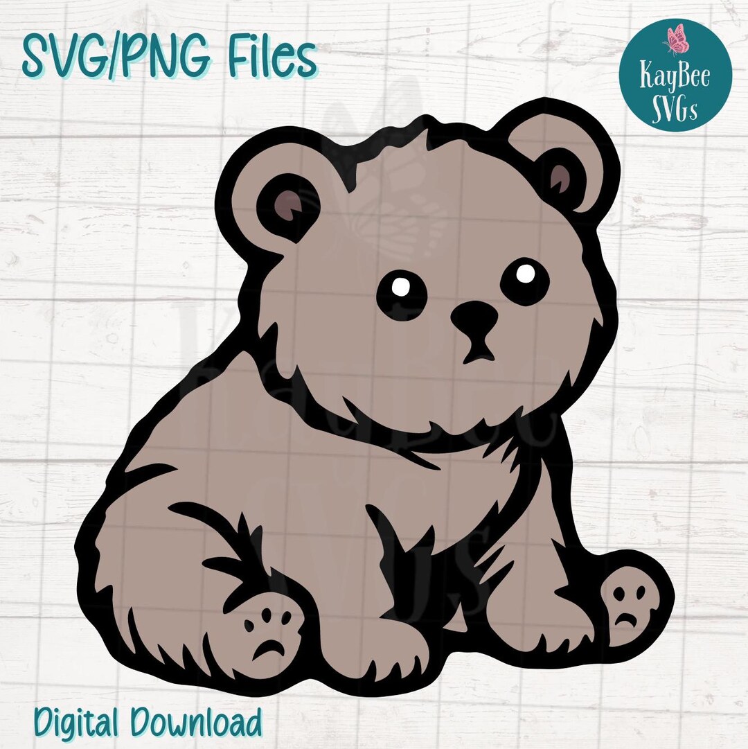 Baby Bear Cub SVG PNG Cut Files for Cricut, Silhouette Digital Download ...