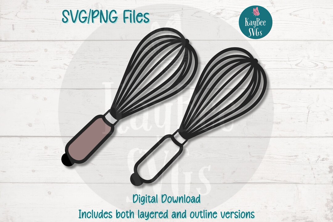 Kitchen Whisk SVG PNG Cut Files for Cricut, Silhouette, Digital ...