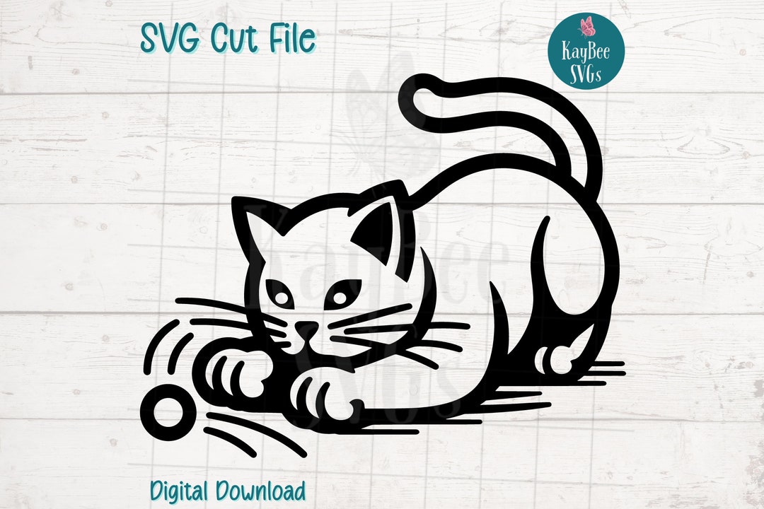 Pouncing Cat SVG PNG Cut Files for Cricut, Silhouette Digital Download ...