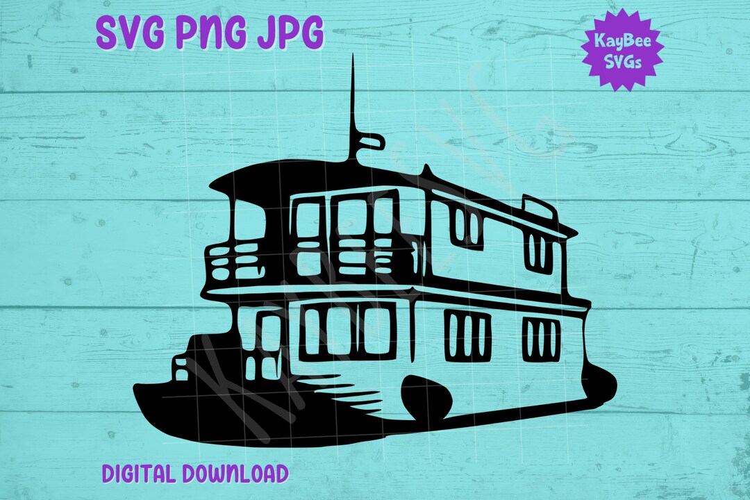 Houseboat SVG PNG JPG Clipart Digital Cut File Download for Cricut ...