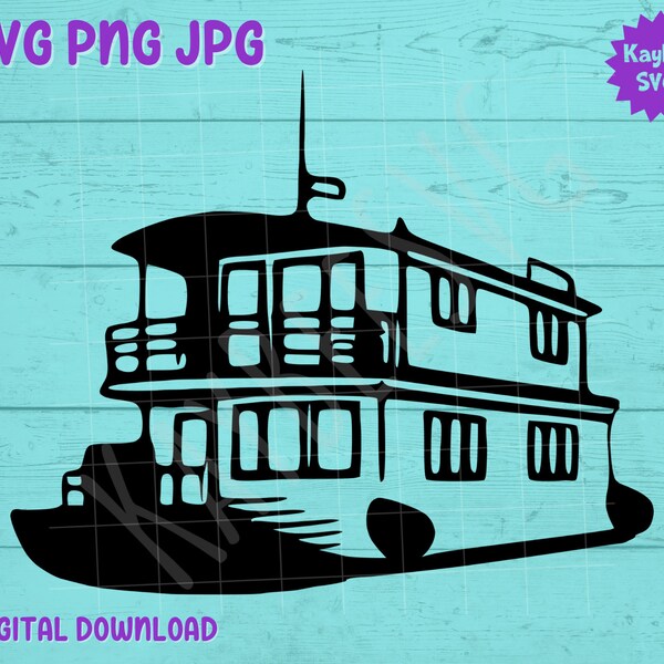 Houseboat Silhouette Svg - Etsy
