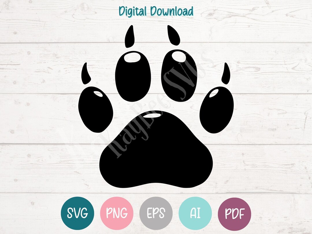 Paw Print SVG PNG Clipart Cut Files for Cricut, Silhouette, Laser ...