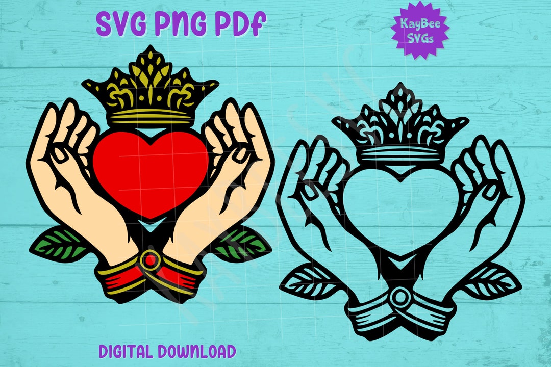 Claddagh SVG PNG PDF Clipart Digital Cut File Download for - Etsy