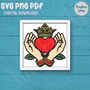 Claddagh SVG PNG PDF Clipart Digital Cut File Download for - Etsy