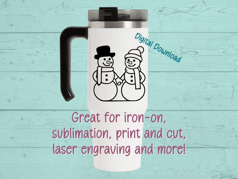 Snowman Couple SVG PNG Clipart Cut Files for Cricut, Silhouette, Laser ...