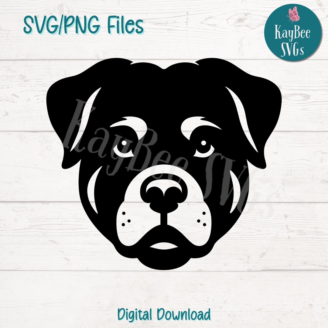 Rottweiler Face SVG PNG Cut Files for Cricut, Silhouette Digital ...