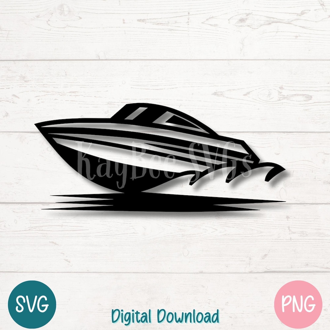 Speedboat SVG Racing Powerboat PNG for Nautical and Marine Designs ...