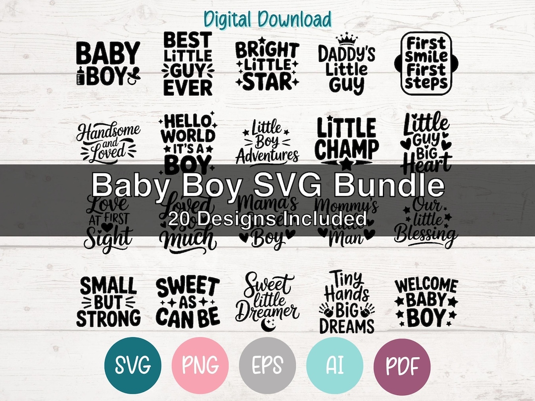 Baby Boy SVG Bundle Clipart Cut Files for Cricut, Silhouette, Engraving ...