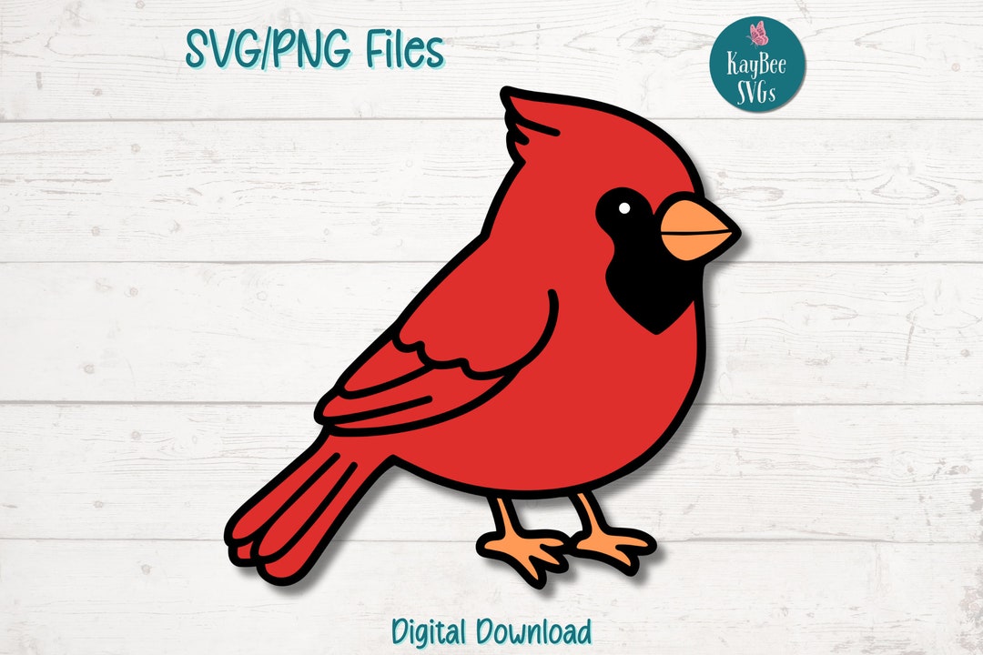 Cute Cardinal Bird SVG | PNG Cut Files for Cricut, Silhouette, Digital ...