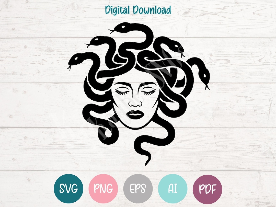 Medusa SVG PNG Clipart Cut Files for Cricut, Silhouette, Laser ...