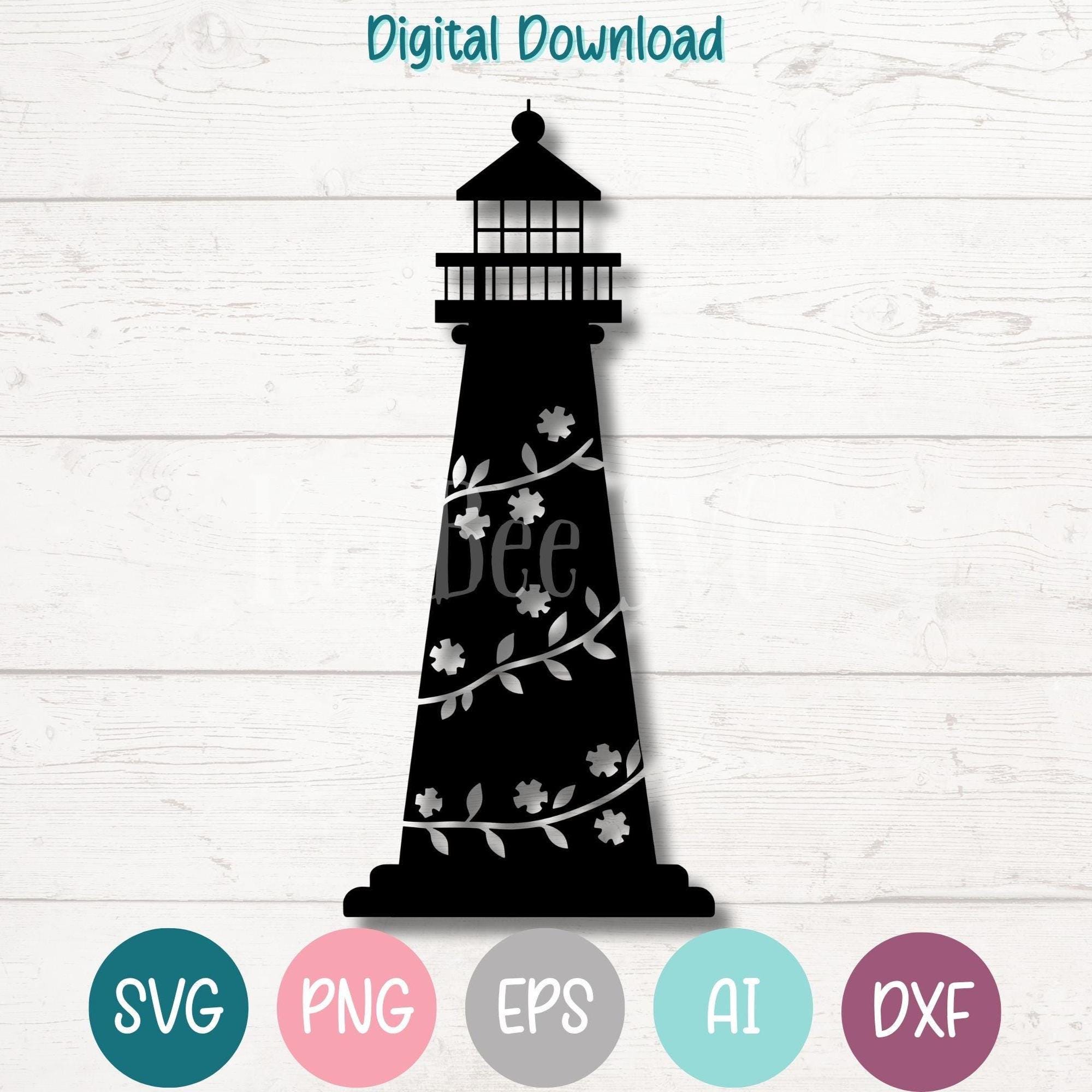 Floral Lighthouse SVG PNG Clipart Cut Files for Cricut, Silhouette ...