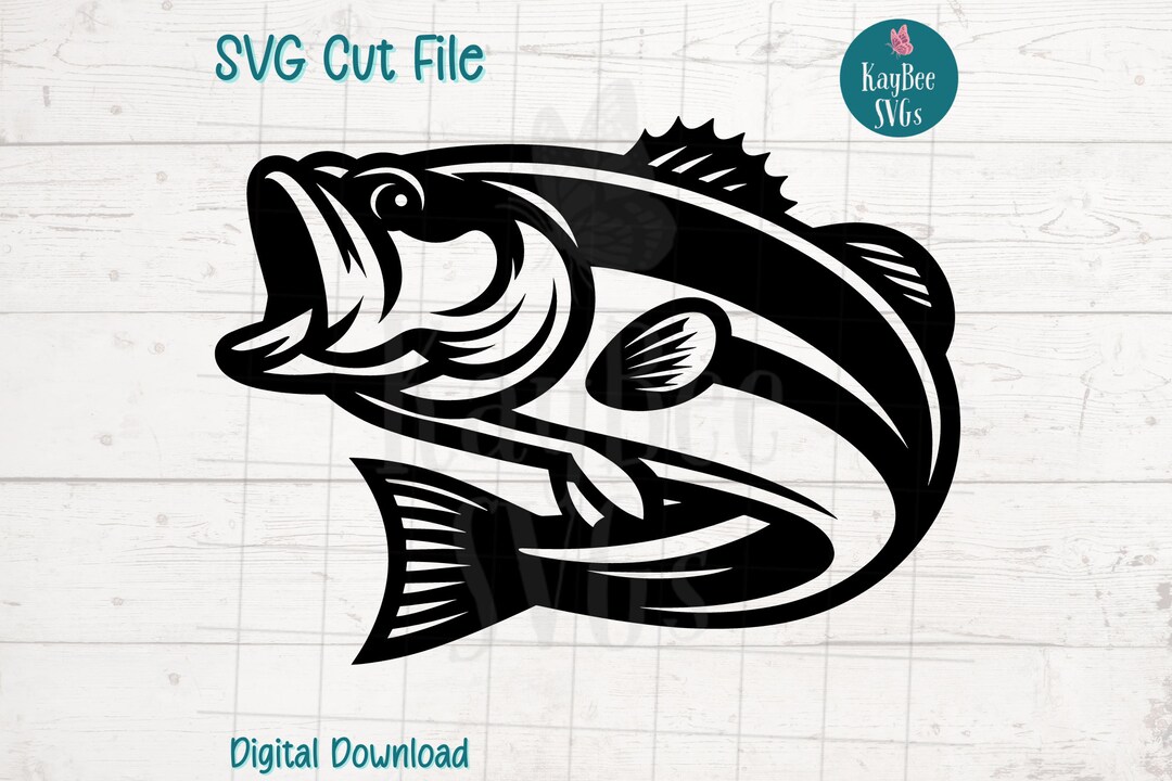 Bass Fish SVG Cut File for Cricut, Silhouette, Digital Download ...