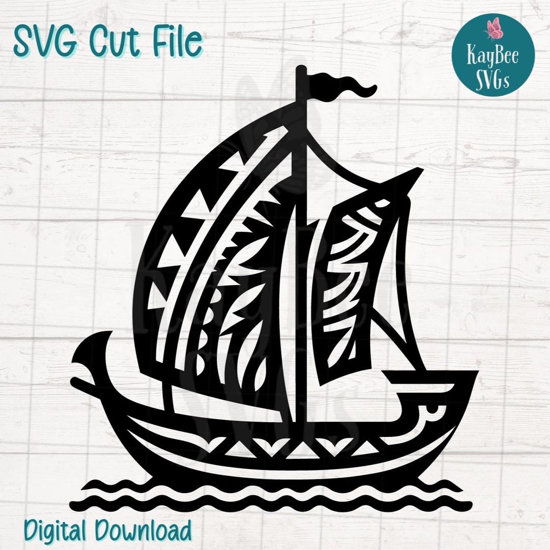 Polynesian Sailboat SVG PNG Clipart Cut Files for Cricut, Silhouette ...
