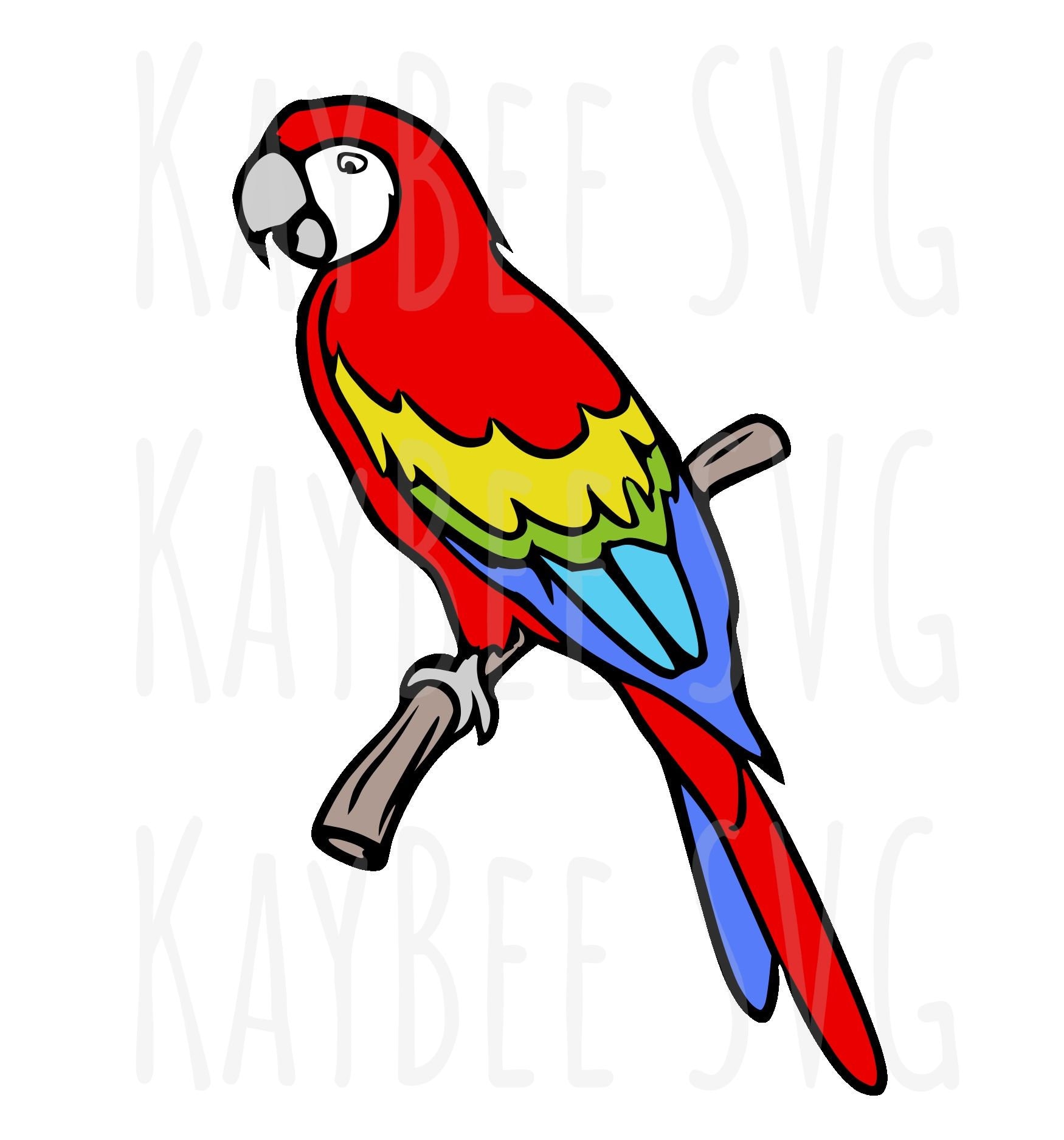Scarlet Macaw Parrot Bird SVG PNG JPG Clipart Digital Cut File - Etsy ...