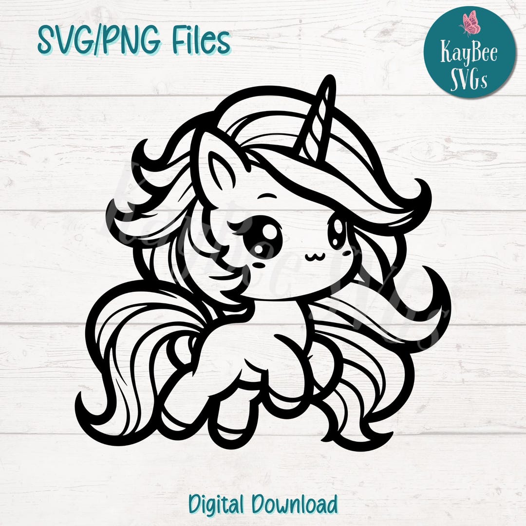 Chibi Unicorn SVG PNG Cut Files for Cricut, Silhouette Digital Download ...