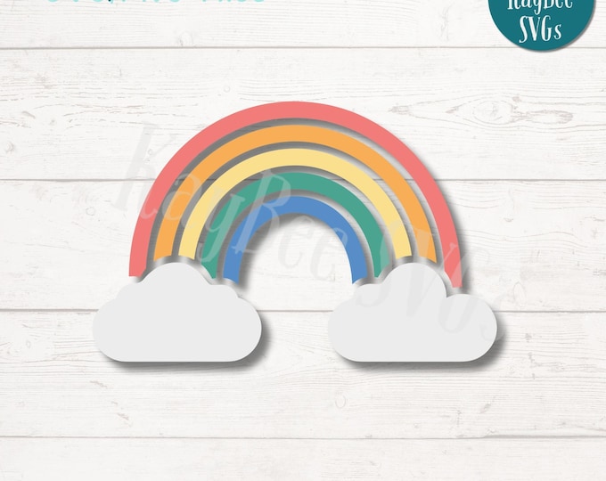 Cute Rainbow Clouds Sun and Stars SVG Cut File for Cricut and ...
