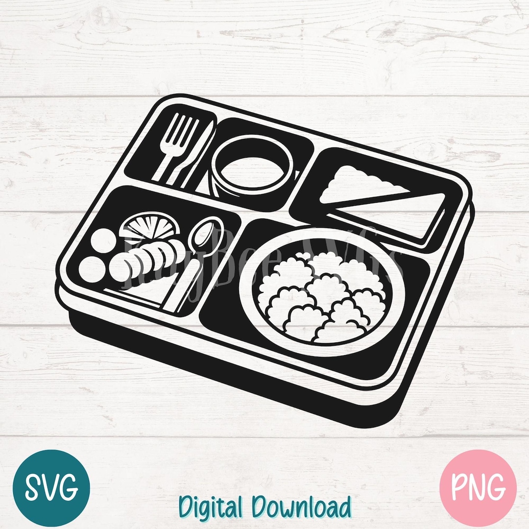Lunch Tray SVG PNG School Cafeteria Meal Clip Art for Kids Lunchbox ...