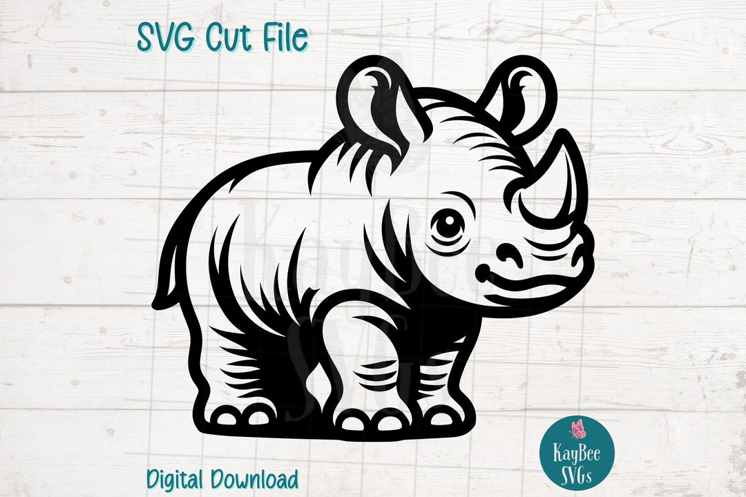 Baby Rhino SVG Cut File for Cricut, Silhouette, Digital Download ...