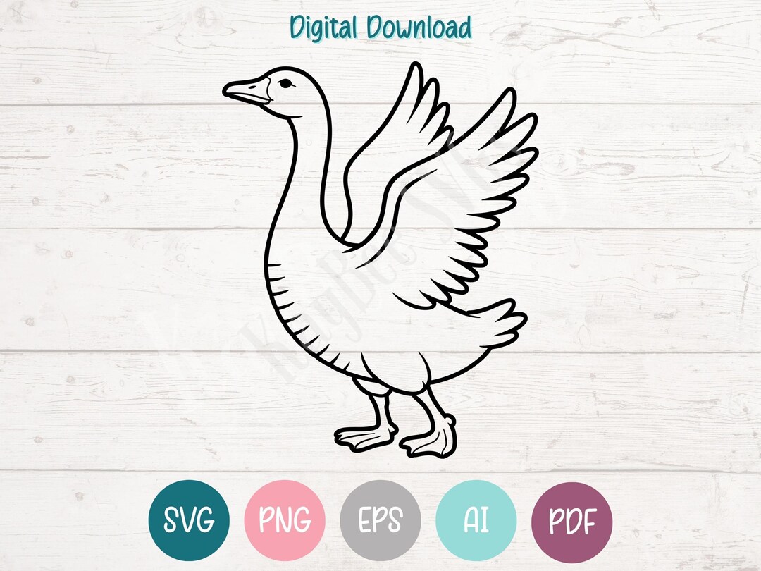 Flapping Goose SVG PNG Clipart Cut Files for Cricut, Silhouette, Laser ...