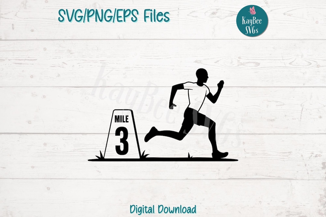 Runner Passing Mile Marker SVG PNG Track Clipart for Marathon and Race ...