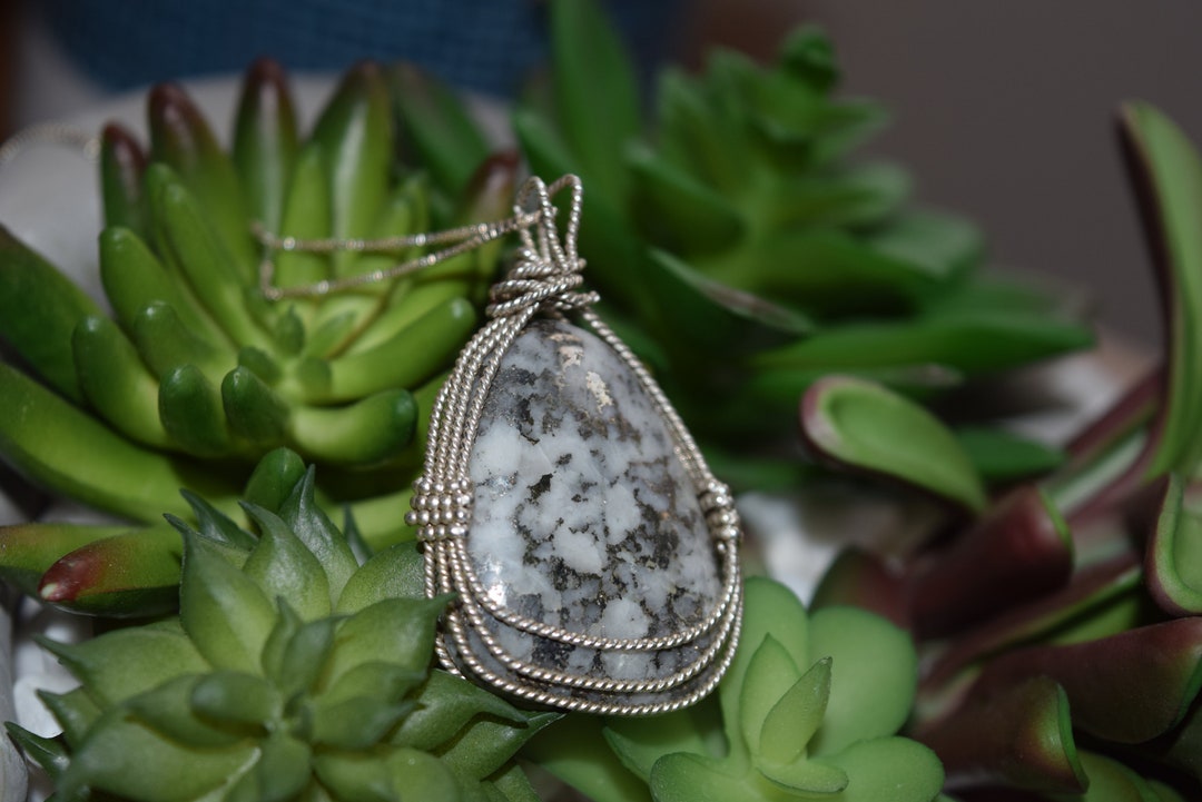 Rare Michigan Snowflake Mohawkite Pendant Sterling Silver Necklace ...