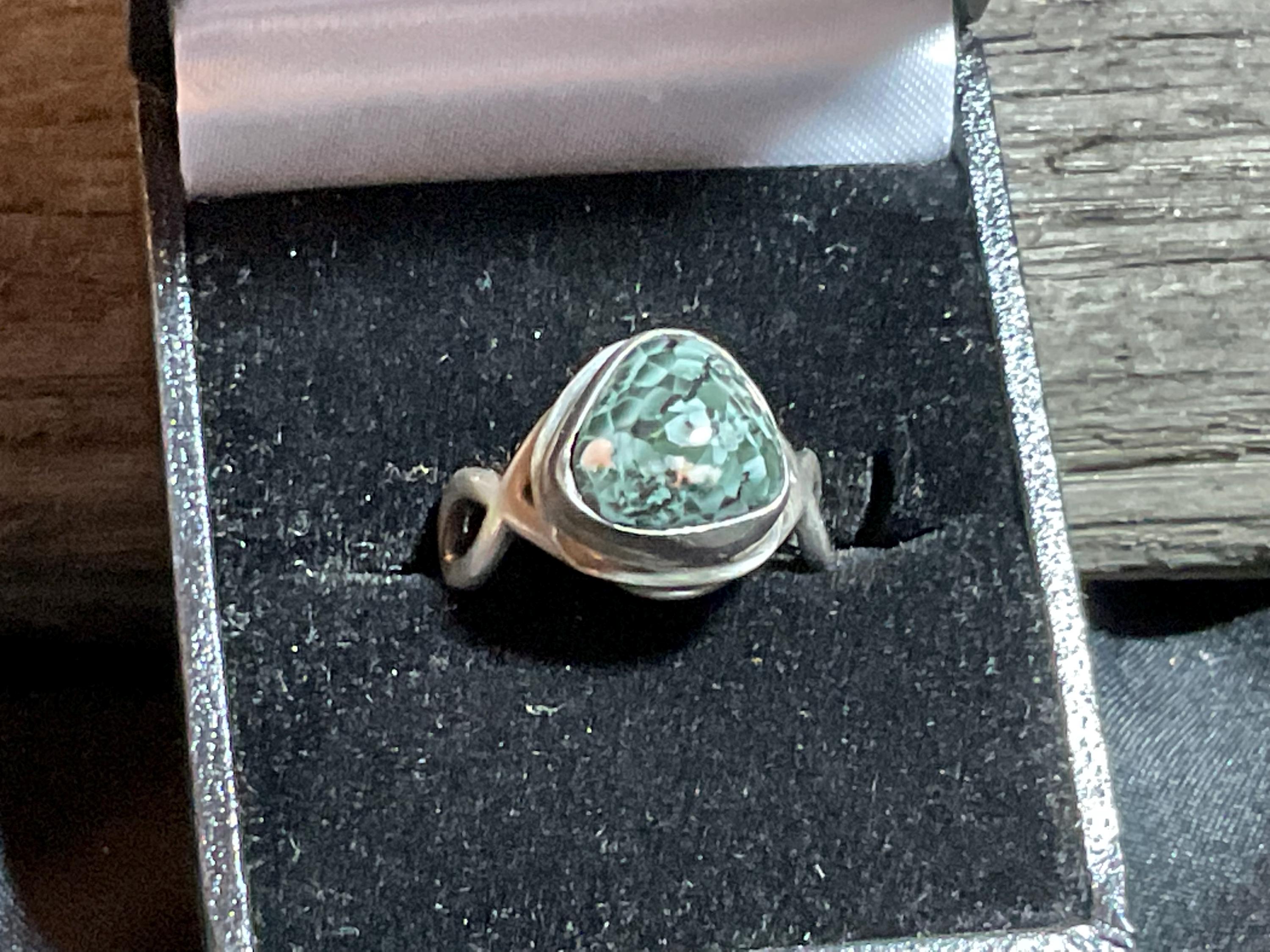 Sterling Silver Isle Royale Michigan Greenstone Ring (chlorastrolite ...
