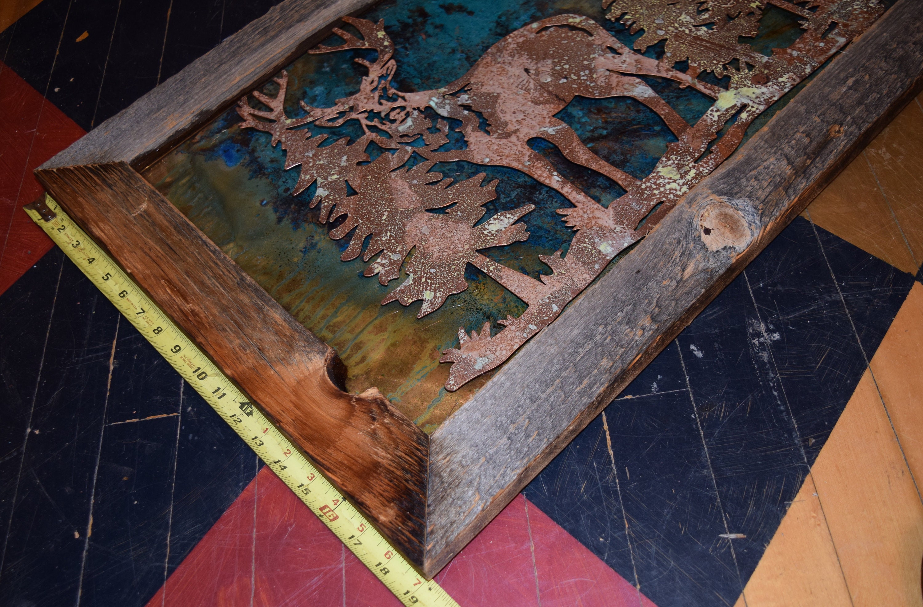 White Tailed Deer Copper Art Scene 19x28 - Etsy