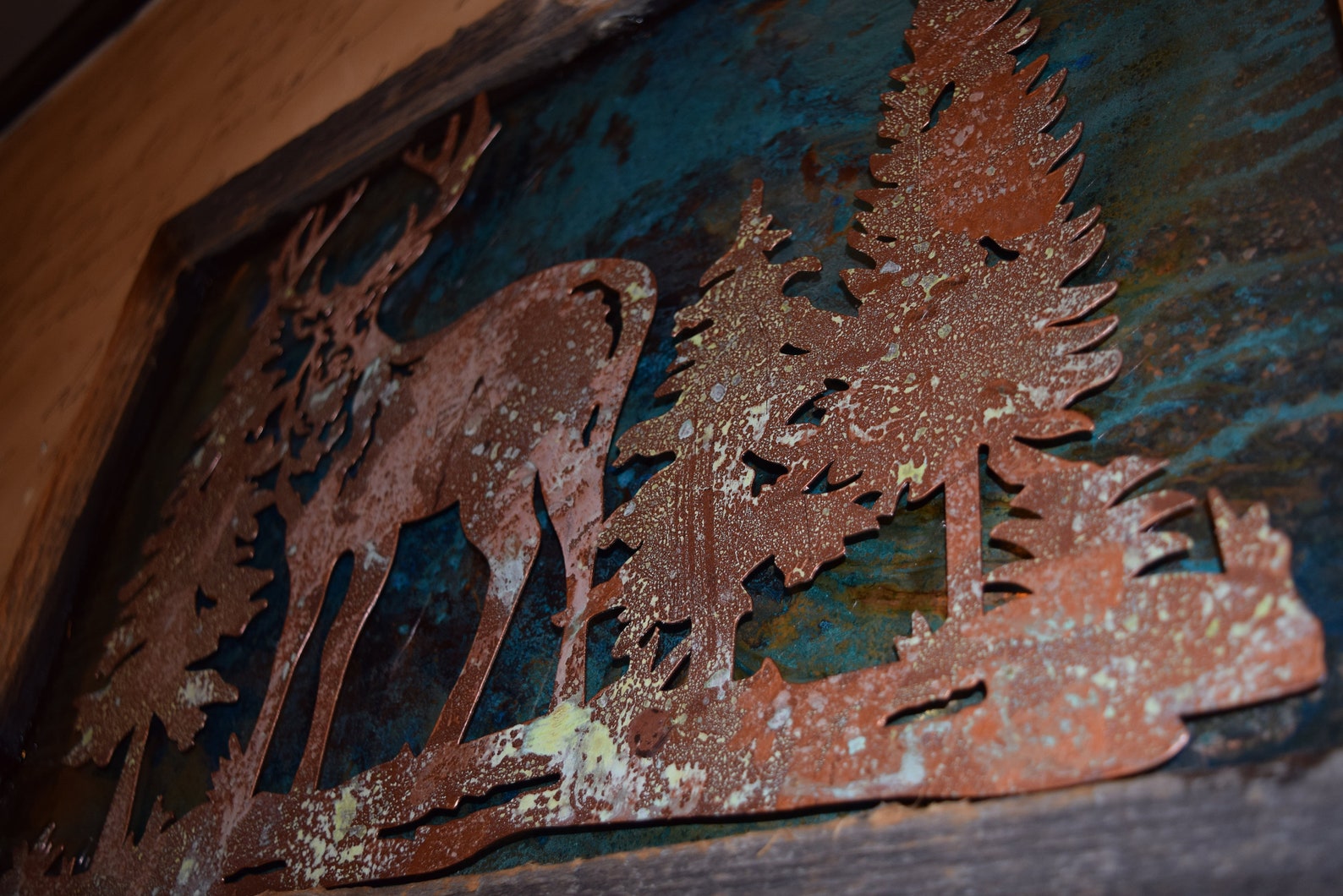White Tailed Deer Copper Art Scene 19x28 - Etsy