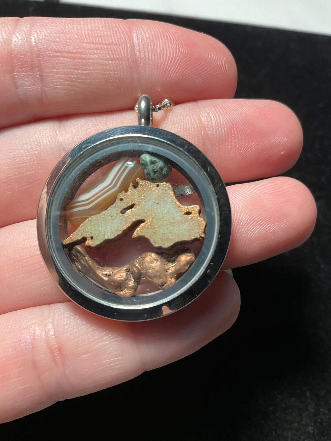 Isle Royale Michigan Greenstone Locket With Lake Superior Necklace ...