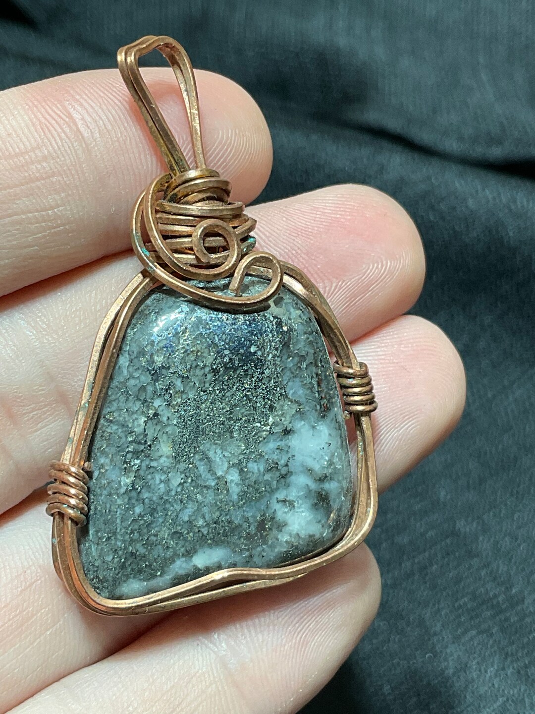 SEE VIDEO Rare Michigan Snowflake Mohawkite Pendant Copper Wire Wrapped ...