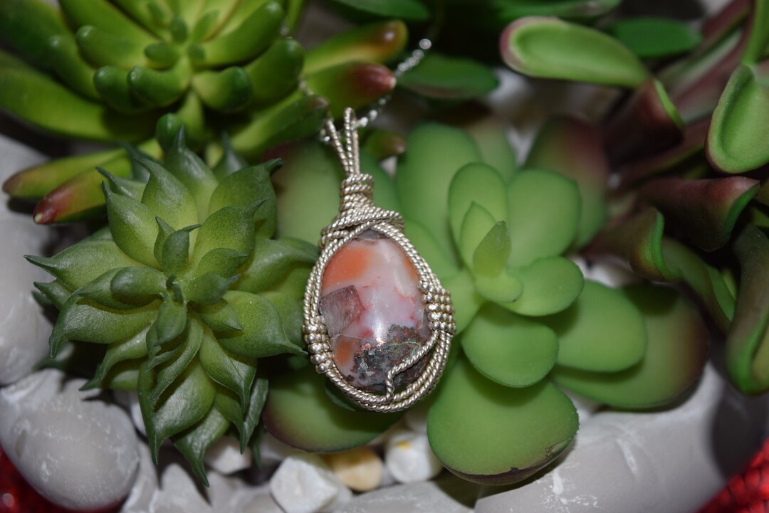 Keweenaw Orange Datolite With Copper Sterling Silver Wire Wrapped ...