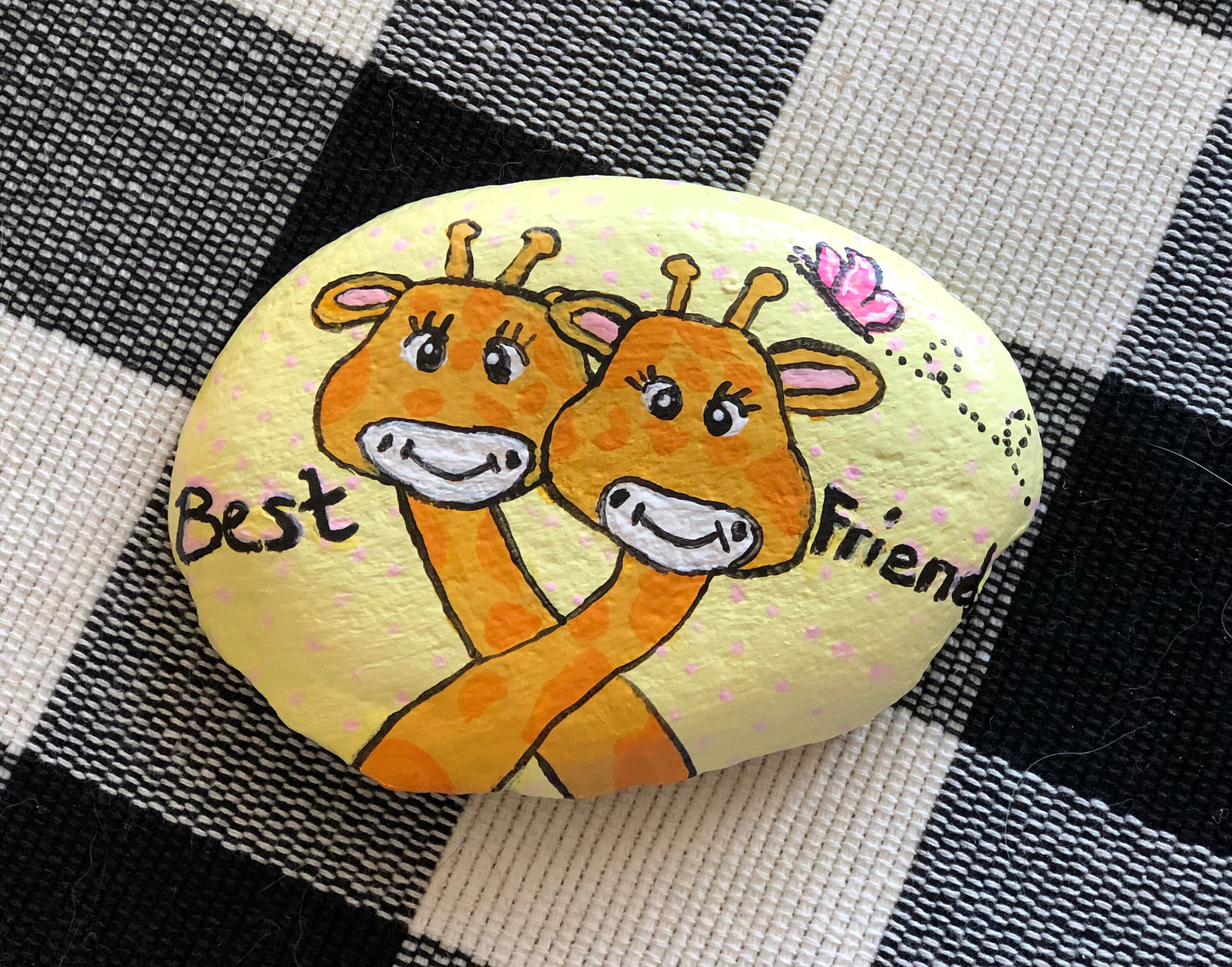 Giraffe Best Friends Painted Rock Paperweight - Etsy