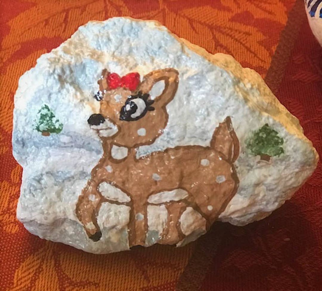 Lady Prancing Doe Painted Rock Paperweight - Etsy