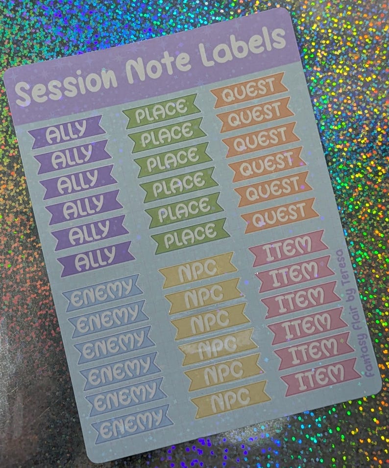 Dnd Holographic Sticker Sheet, RPG Labels - Etsy