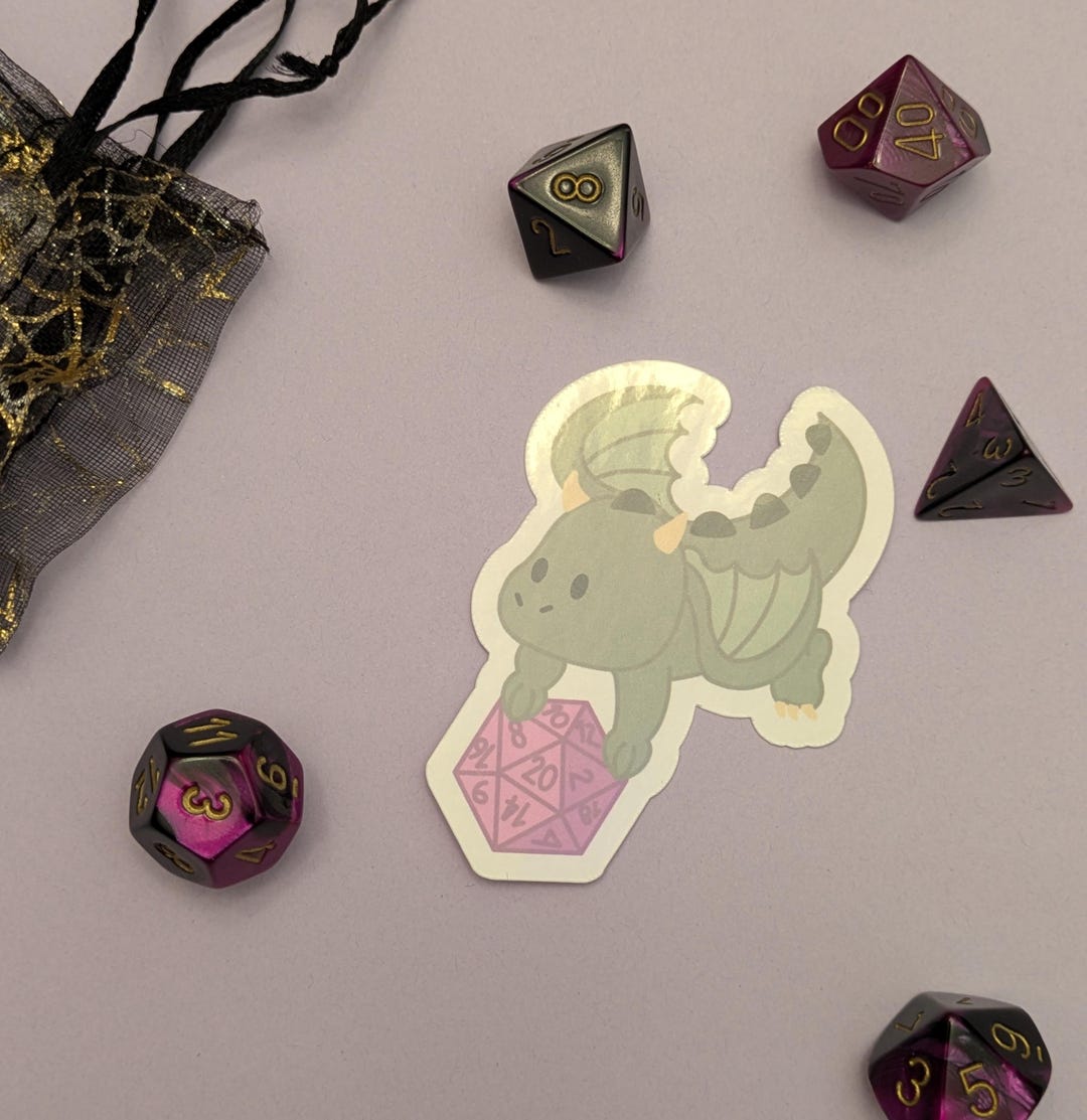 Dragon Nat 20 Sticker: Holographic Dnd Vinyl Sticker - Etsy
