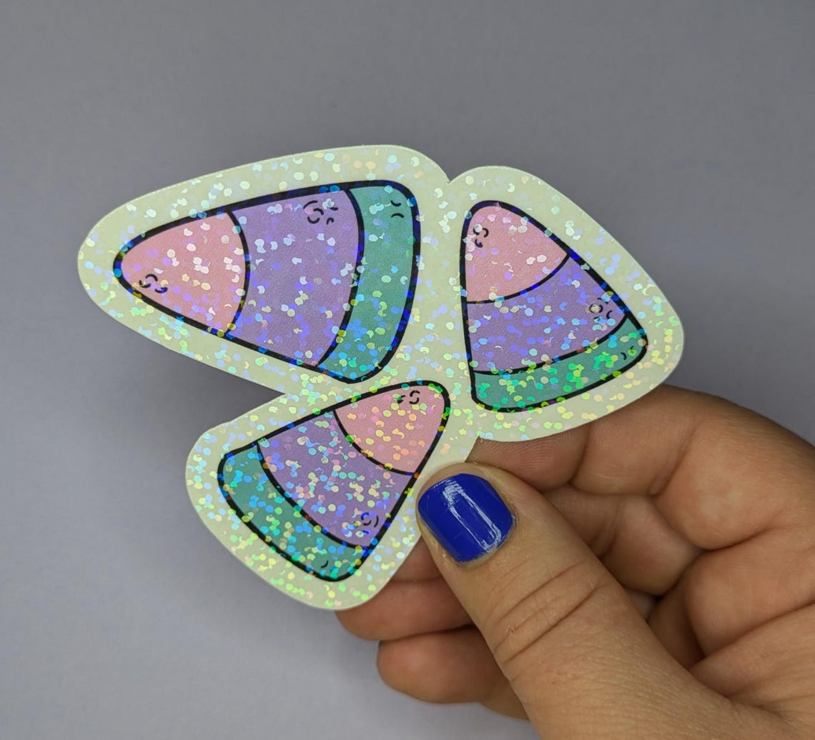 Pastel Goth Skull Sticker: Holographic Spooky Season Decoration - Etsy