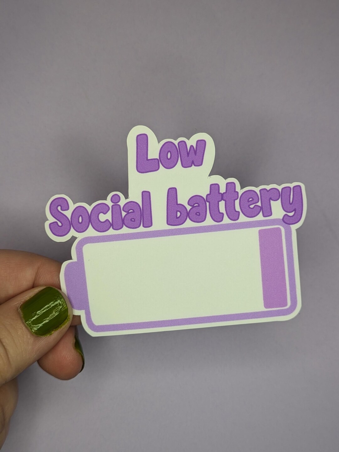 Low Social Battery Sticker, Vinyl Sticker, Mental Health Sticker ...