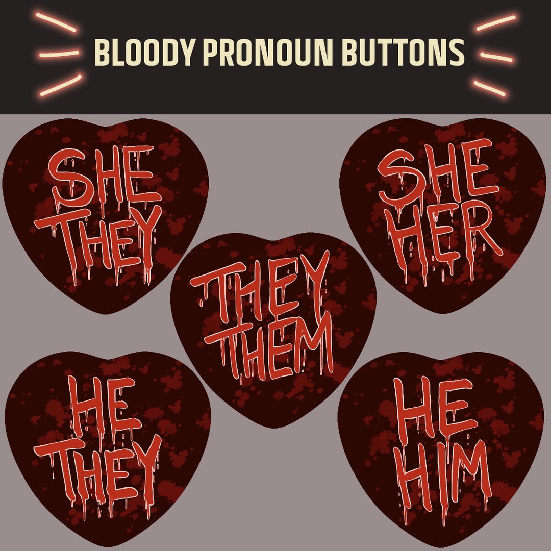 Bloody Pronoun Heart Buttons - Etsy