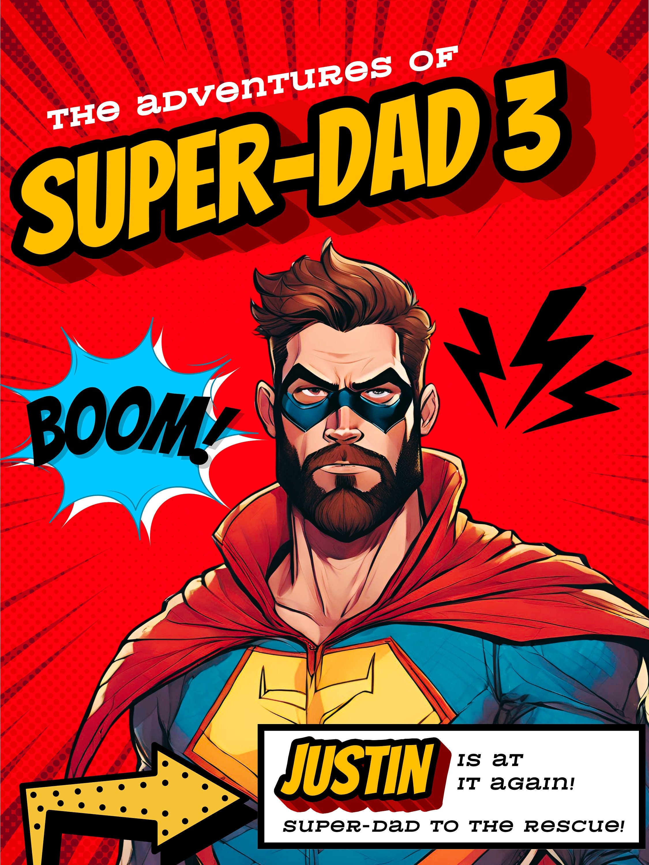 Personalized Superhero Dad, Fathers Day Gift, Comic Book Dad, Super-dad ...