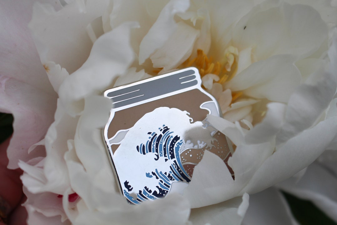 The Wave in a Jar Hard Enamel Pin | Flair Brooch Pin Hat Lapel Pin Art ...